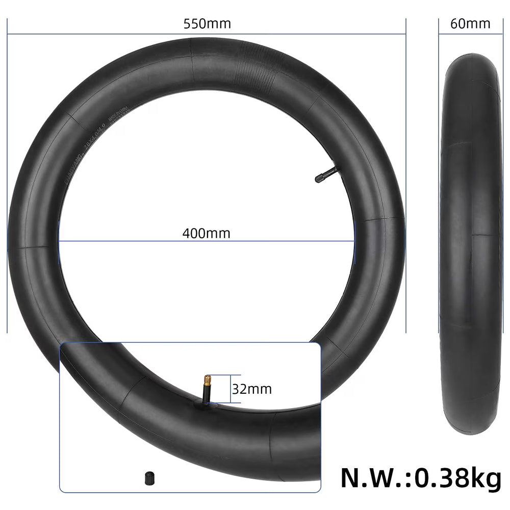 20x4.0 Inner Tube For Fat Bike Wheel With Straight Schrader Valve ...